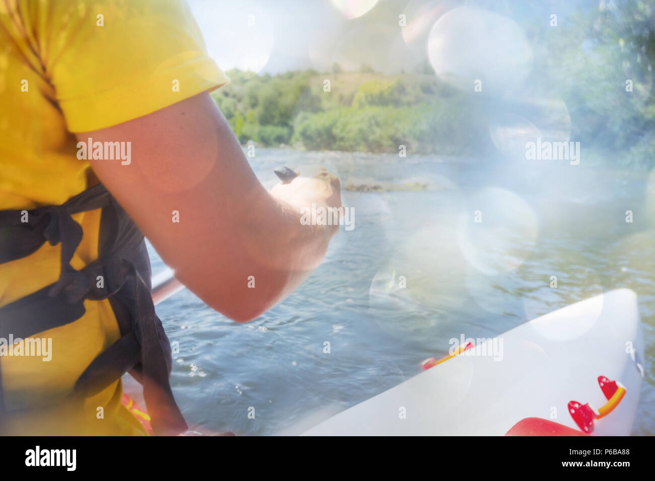 Rafting team , summer extreme water sport Stock Photo - Alamy