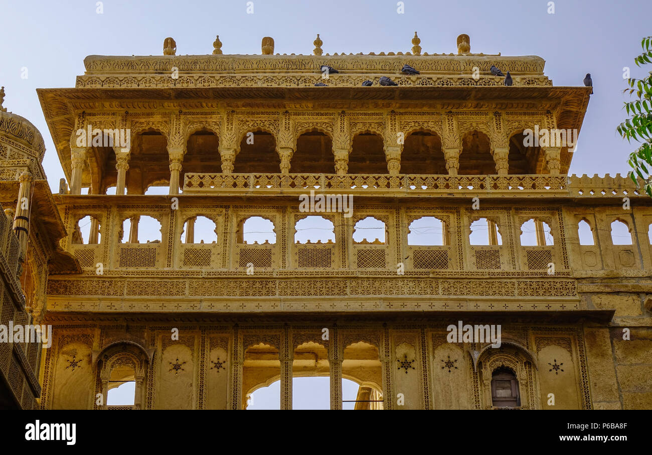 Ancient sandstone palace of Jaisalmer Fort. Jaisalmer is a former ...