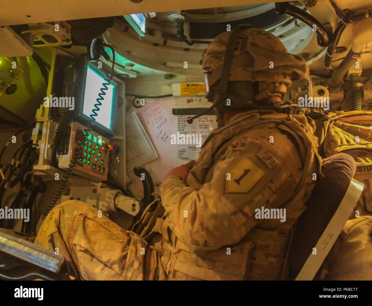 U.S. Army Staff Sgt. Boett Stovall, with the B-Battery, 1st Infantry ...
