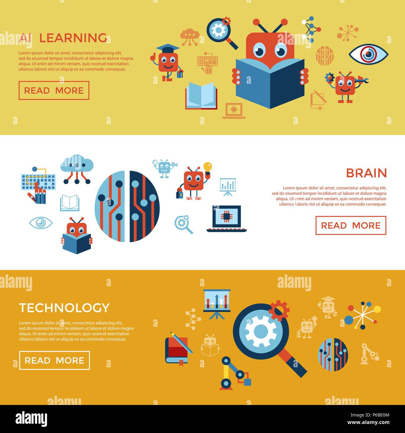 Digital vector artificial intelligence self learning icon set ...