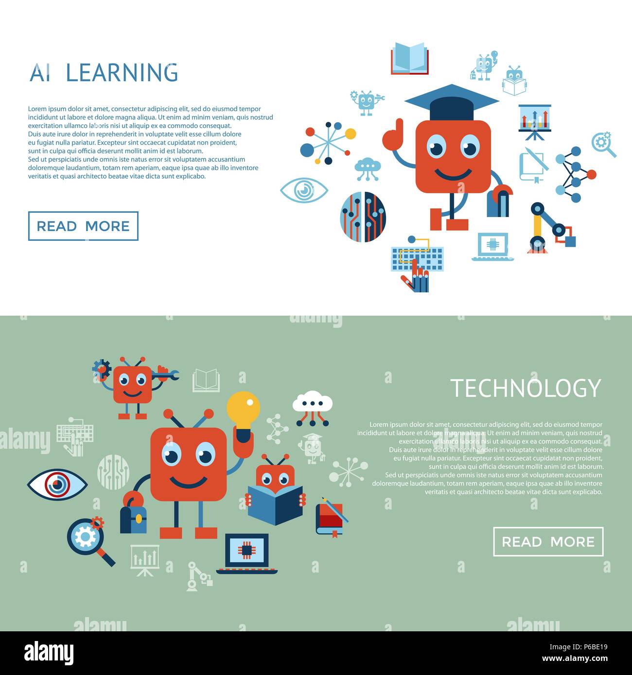 Digital vector artificial intelligence self learning icon set infographics Stock Vector Image ...