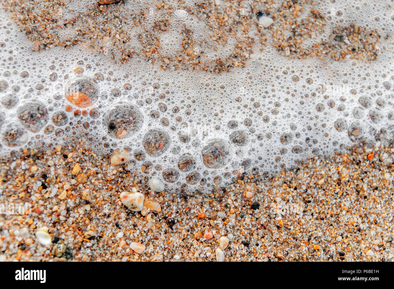 Small foam wave on sea close with beach Stock Photo - Alamy