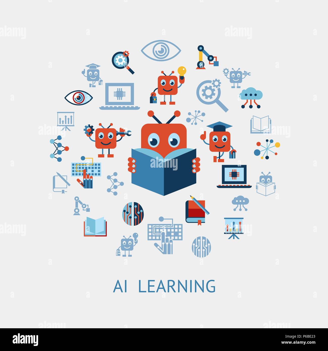 Digital vector artificial intelligence self learning icon set ...