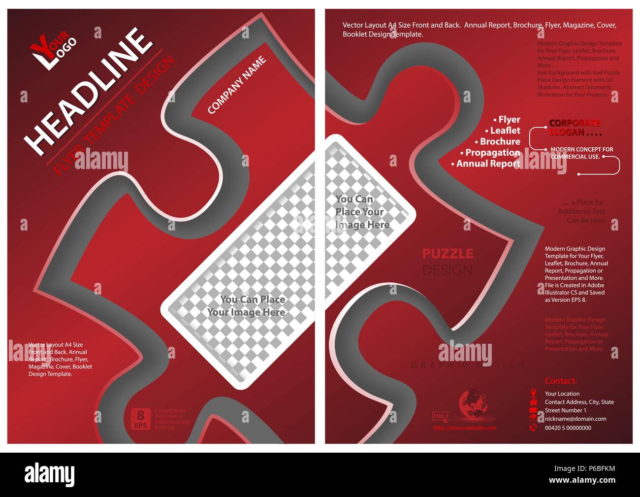 Red Flyer Template with Puzzle Shape Stock Vector Image & Art - Alamy