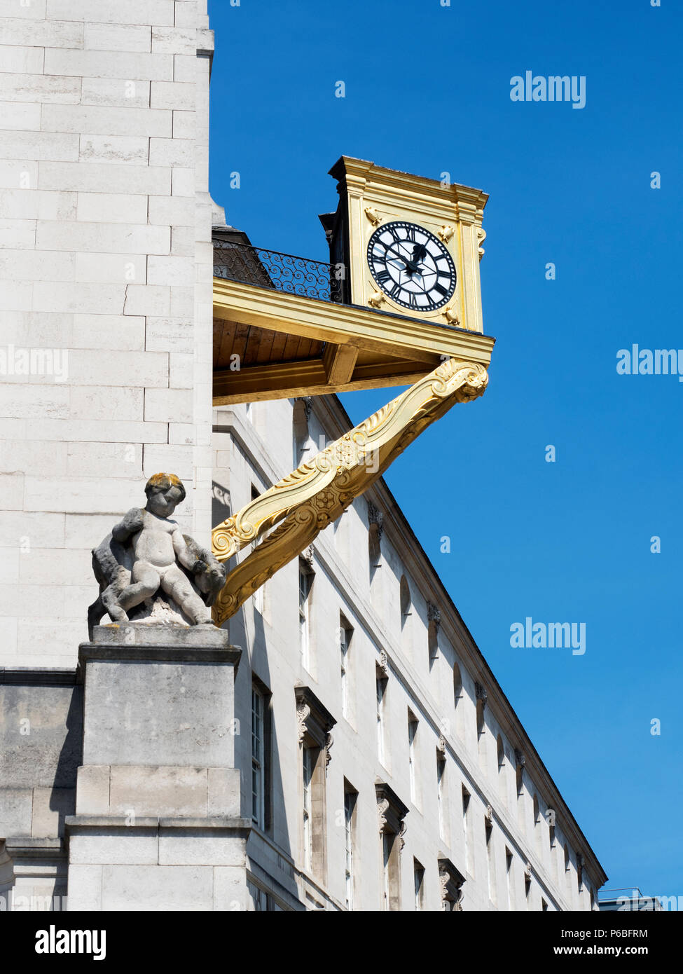 Gold Clock at Leeds Civic Hall in Millennium Square in Summer Leeds ...