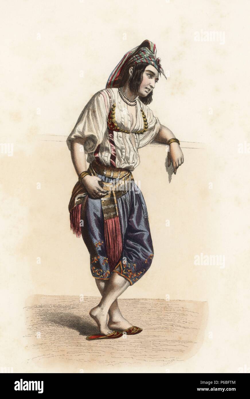 Africa. Argelia. Mujer morisca. Grabado de 1860 Stock Photo - Alamy