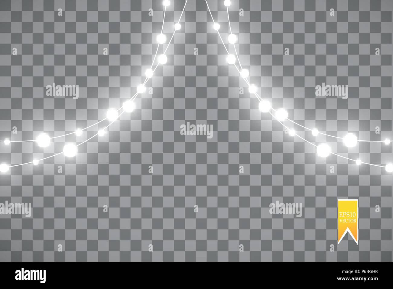 Christmas lights isolated on transparent background. Xmas glowing garland. Vector illustration ...