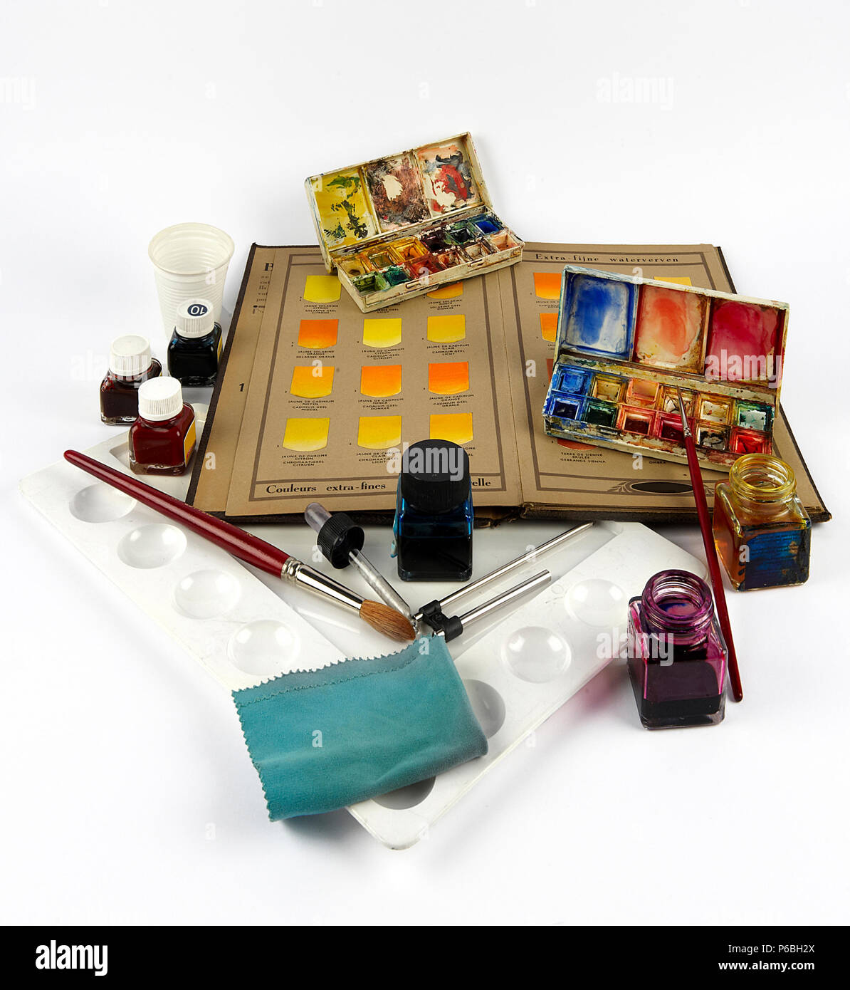 some tools for watercolor drawing Stock Photo - Alamy