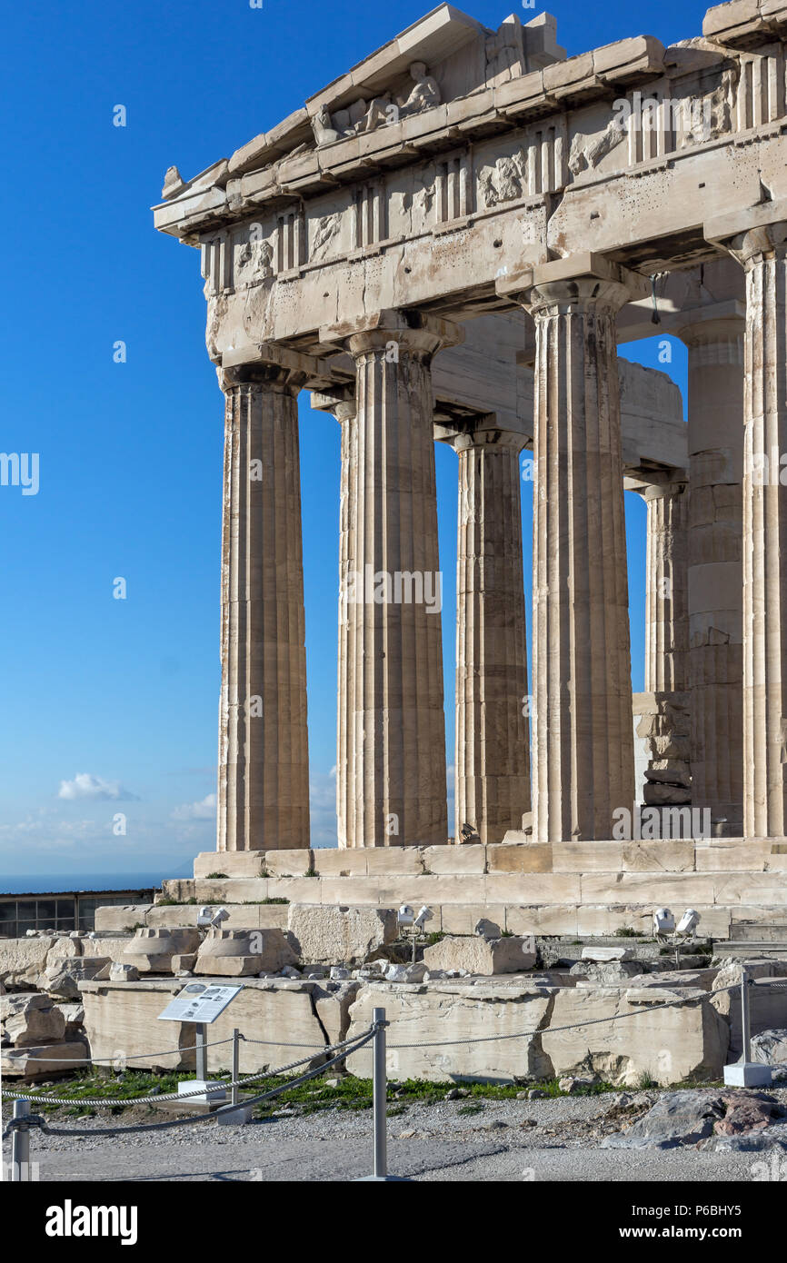 Amazing view of The Parthenon in the Acropolis of Athens, Attica ...