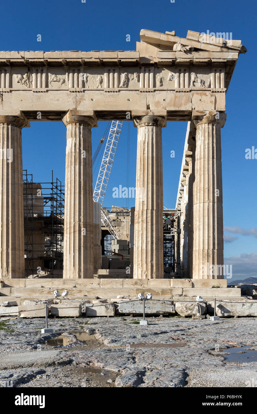 Amazing view of The Parthenon in the Acropolis of Athens, Attica ...