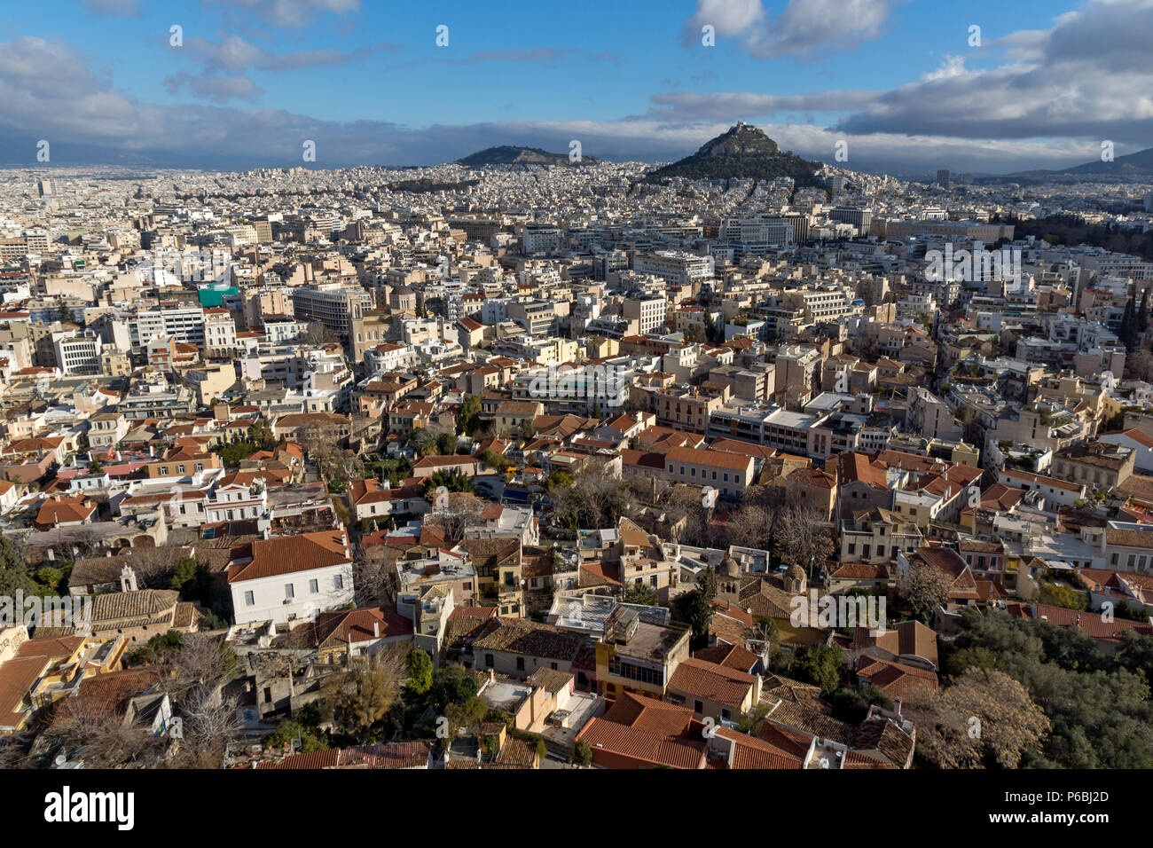 Amazing panorama from Acropolis to city of Athens, Attica, Greece Stock ...