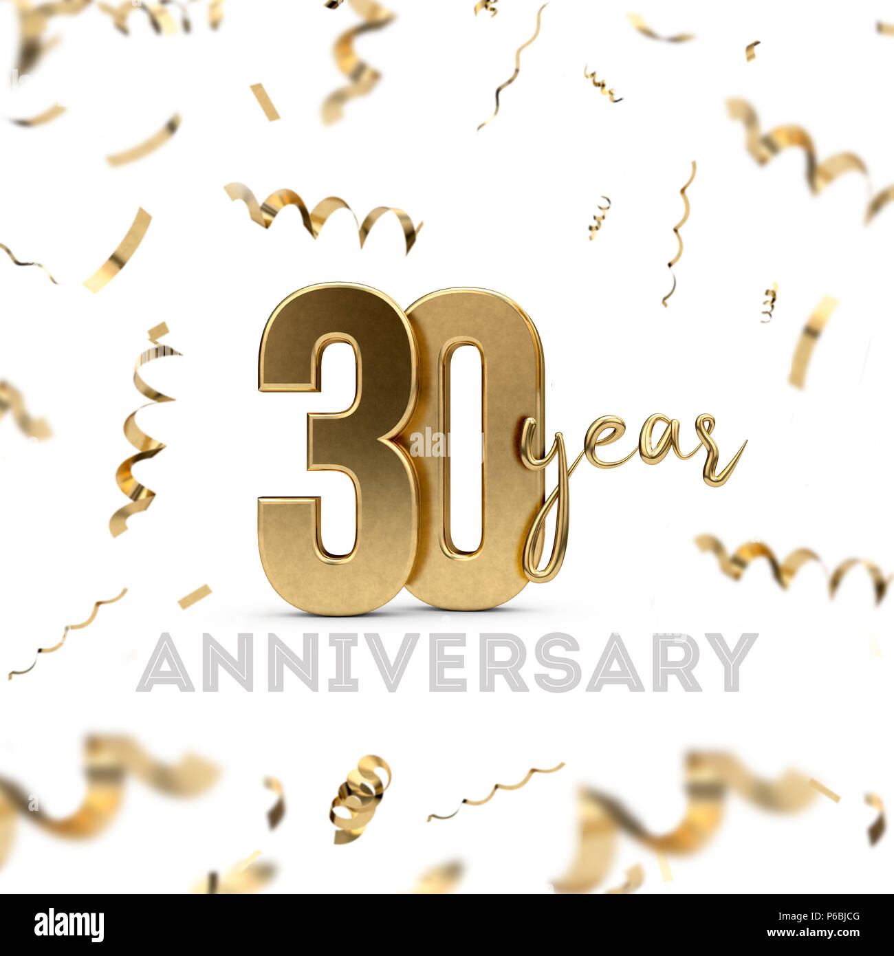 30 year anniversary celebration. Gold number with golden confetti Stock ...