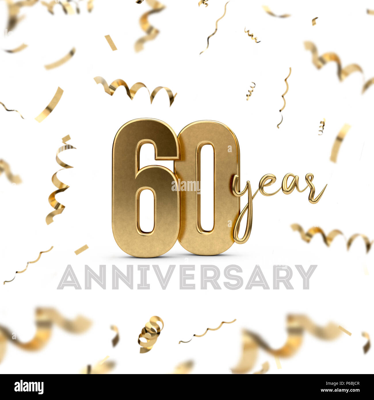 60 year anniversary celebration. Gold number with golden confetti Stock ...