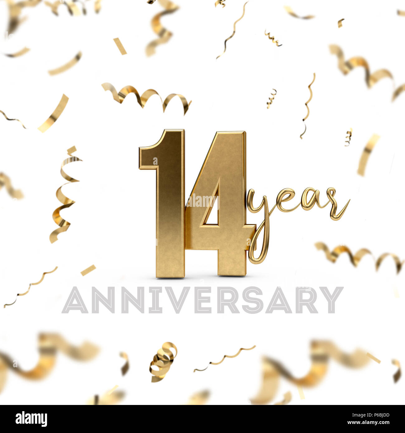 14 year anniversary celebration. Gold number with golden confetti Stock ...