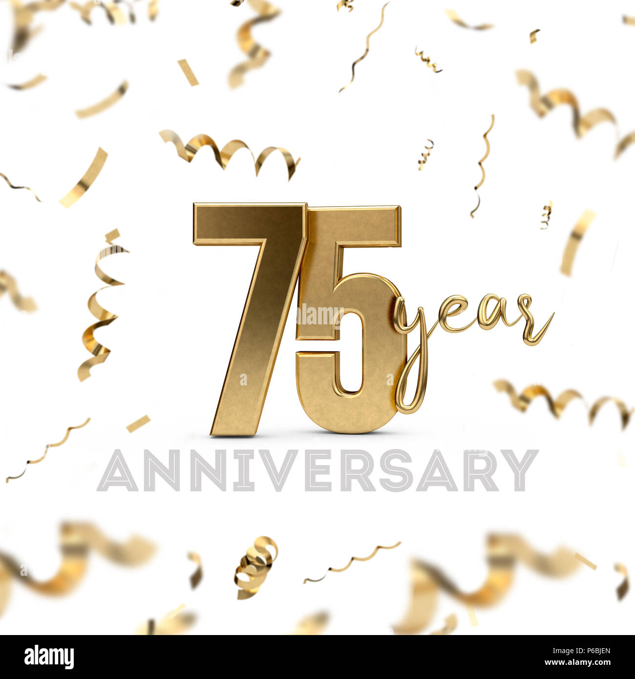 75 year anniversary celebration. Gold number with golden confetti Stock ...