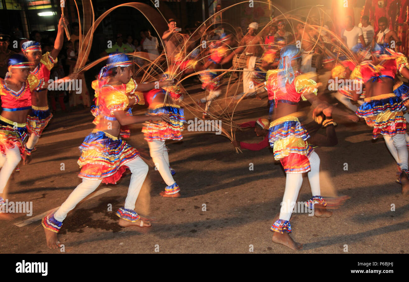 Sri Lanka; Colombo, Navam Perahera, festival, dancers, people Stock ...