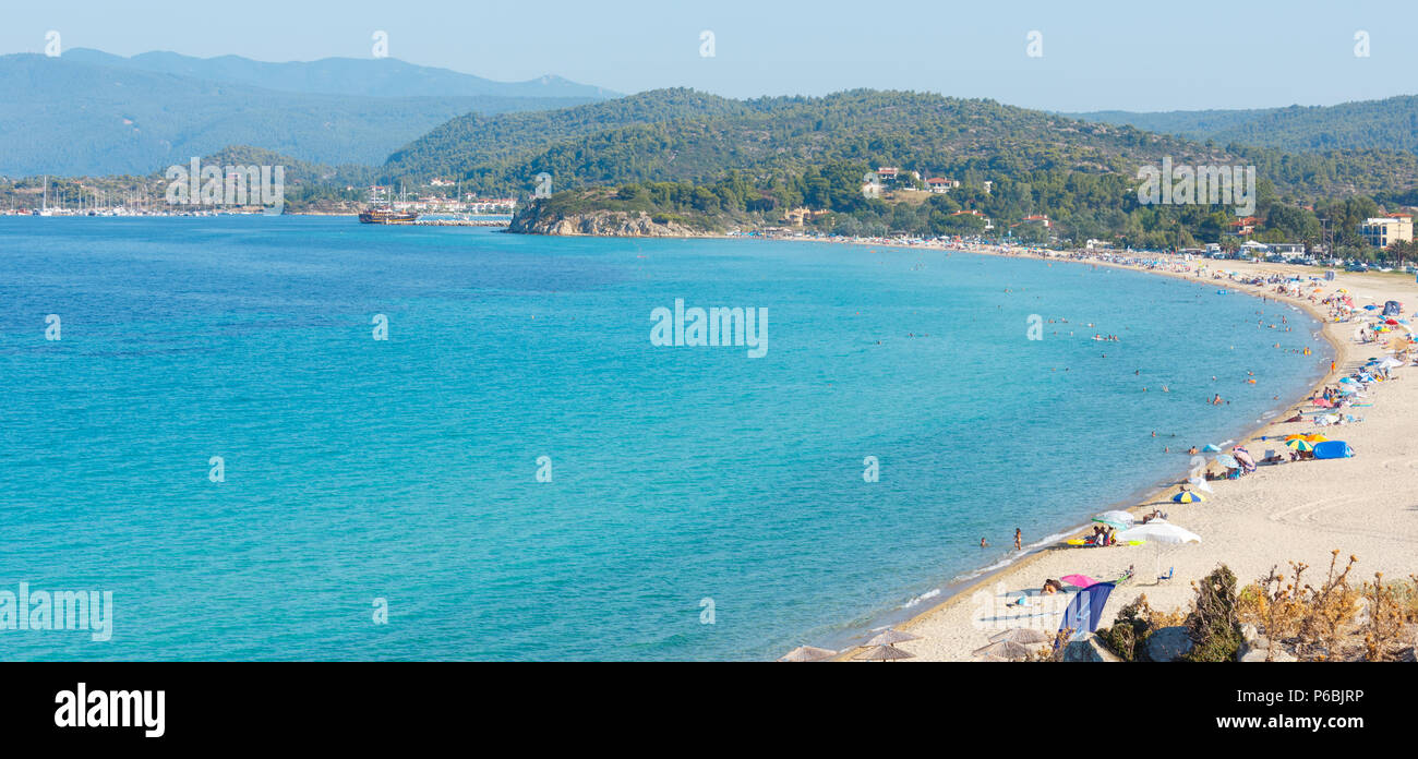 Summer sea top view with Trani Ammouda beach (Ormos Panagias, Halkidiki ...