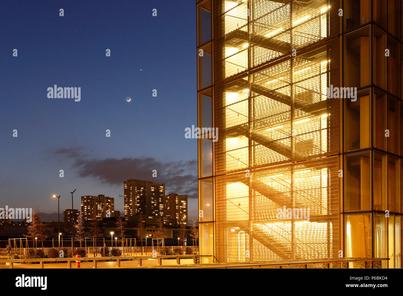Paris, 13th district, National library of France in the twilight ...
