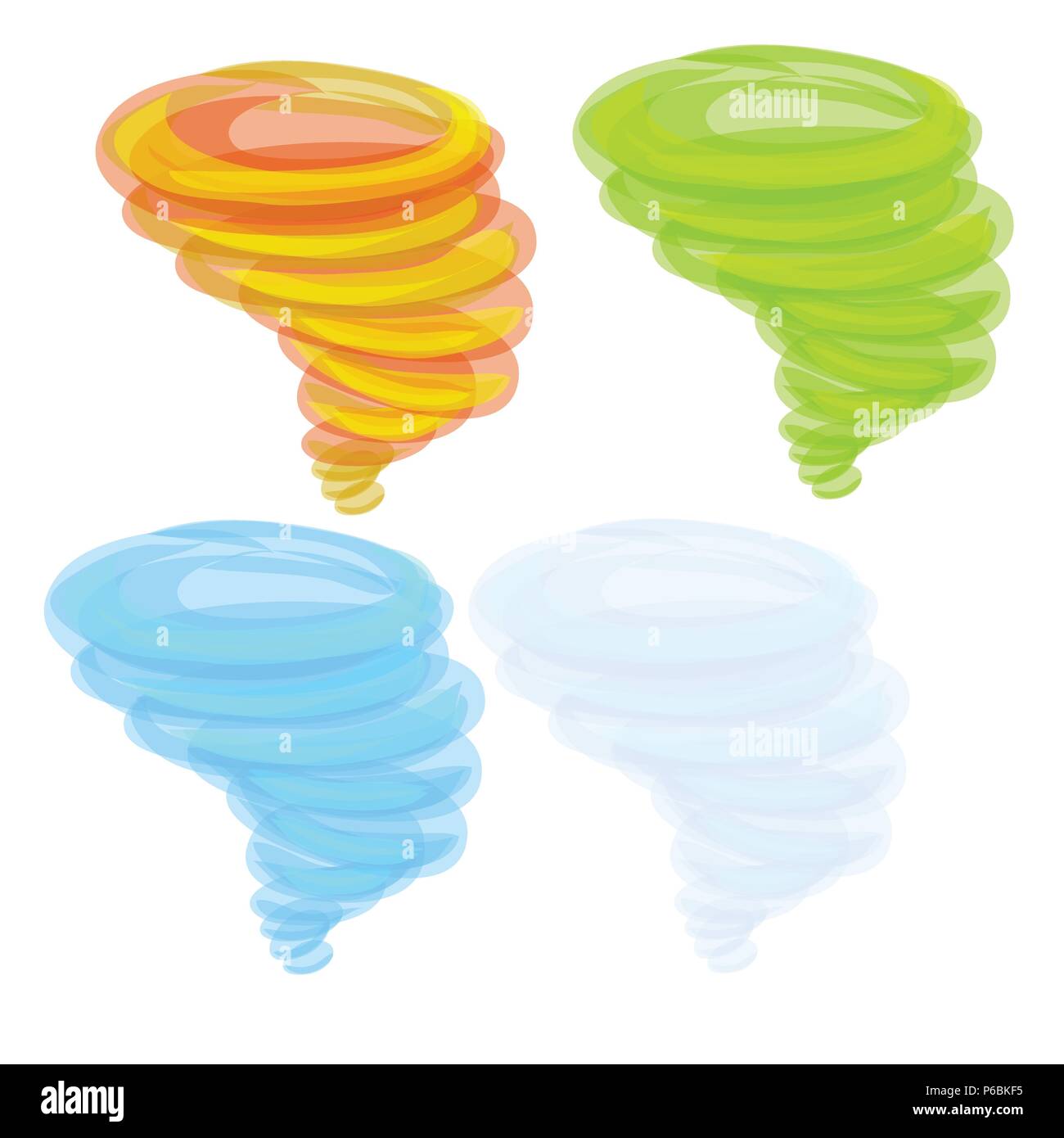 Set of colored swirl isolated on white background. Vector cartoon close ...