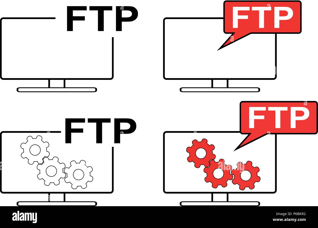Icon set - Computer monitor with FTP Stock Vector Image & Art - Alamy
