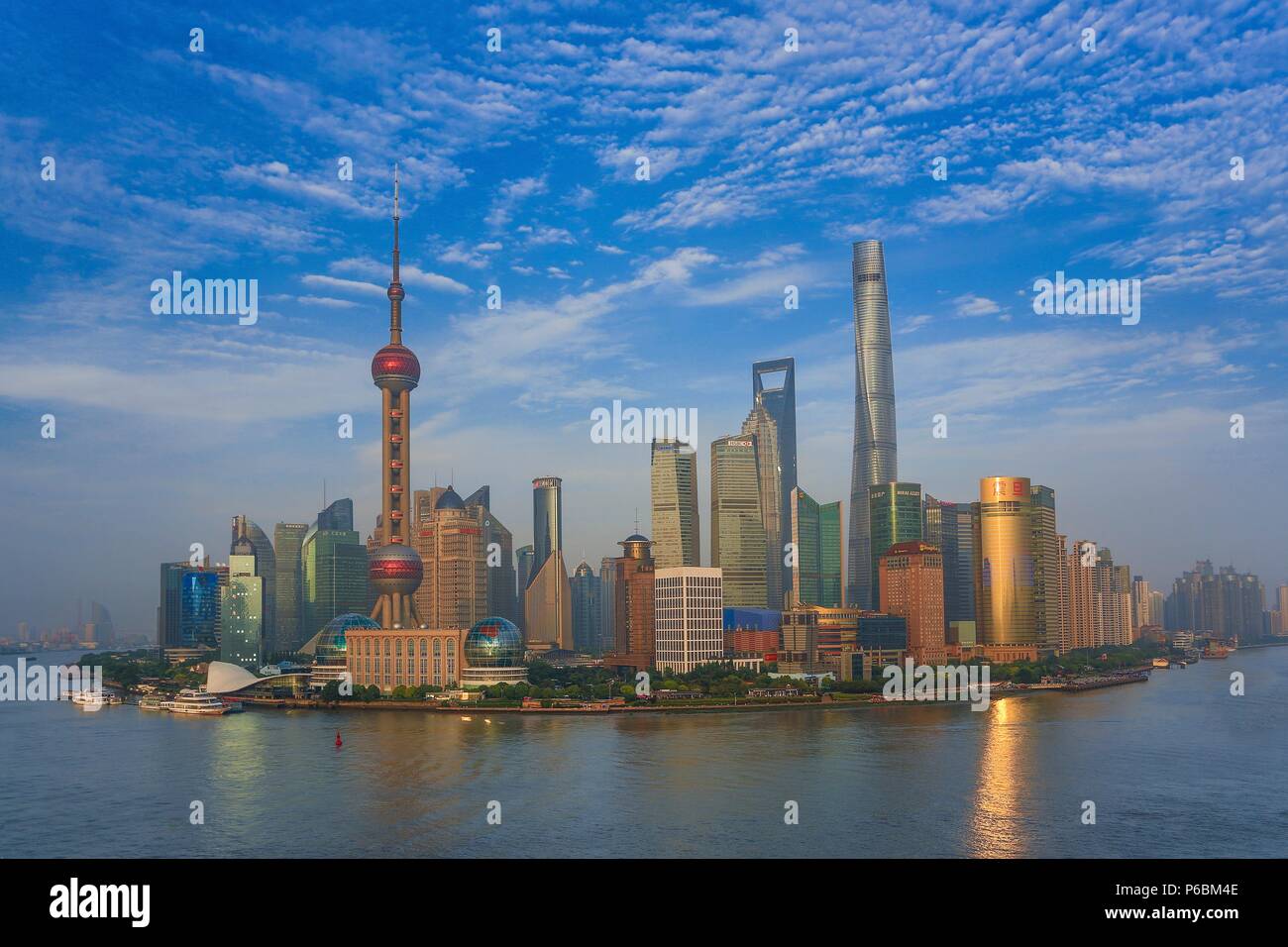 China, Shanghai City, Pudong District Skyline, Huanpu River Stock Photo ...