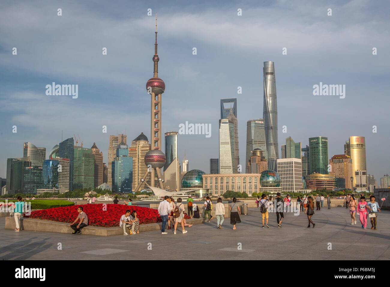 China, Shanghai City, The Bund,Oriental Pearl, World Financial Center ...