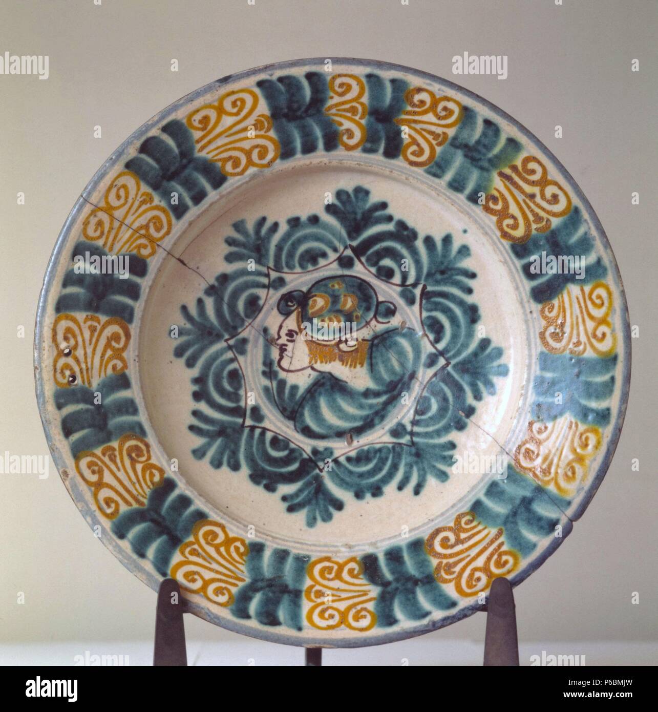 Polychrome plate, 17th century Stock Photo - Alamy
