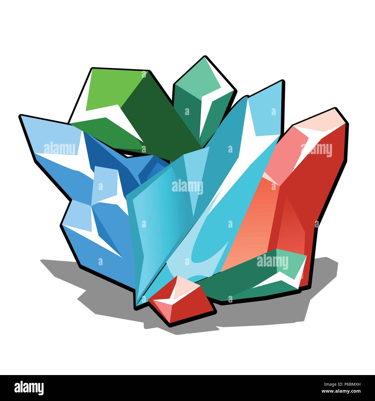 Set of multicolored crystalline minerals isolated on white background ...