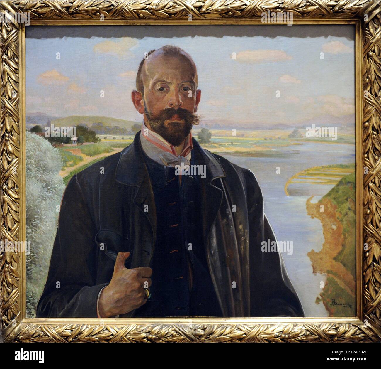 Jacek Malczewski (1854-1929). Polish painter. Self-portrait with the ...
