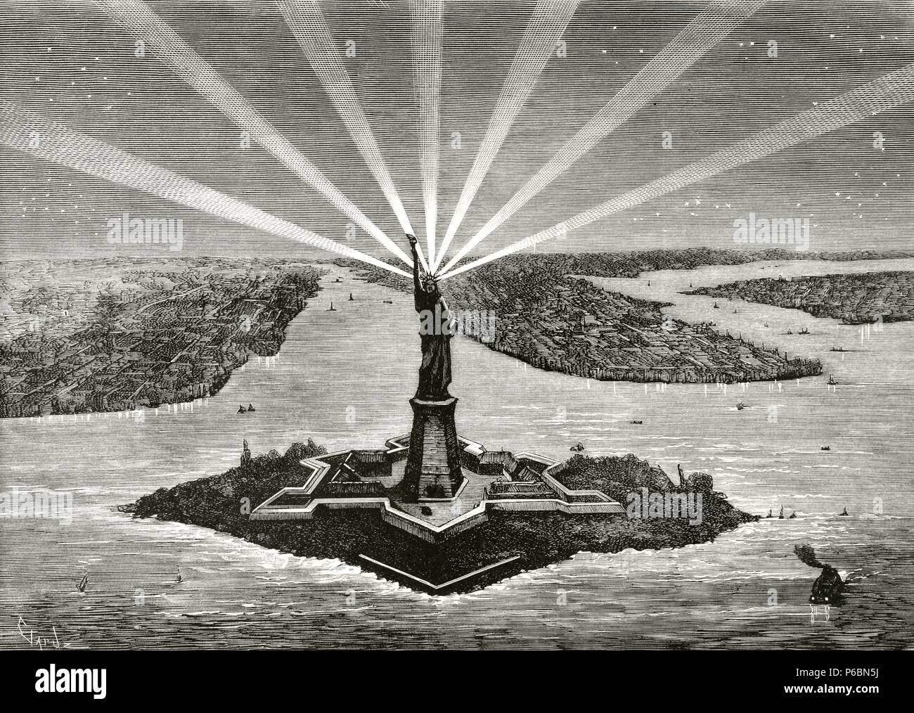 United States. Manhattan. New York. Statue of Liberty. Designed by ...