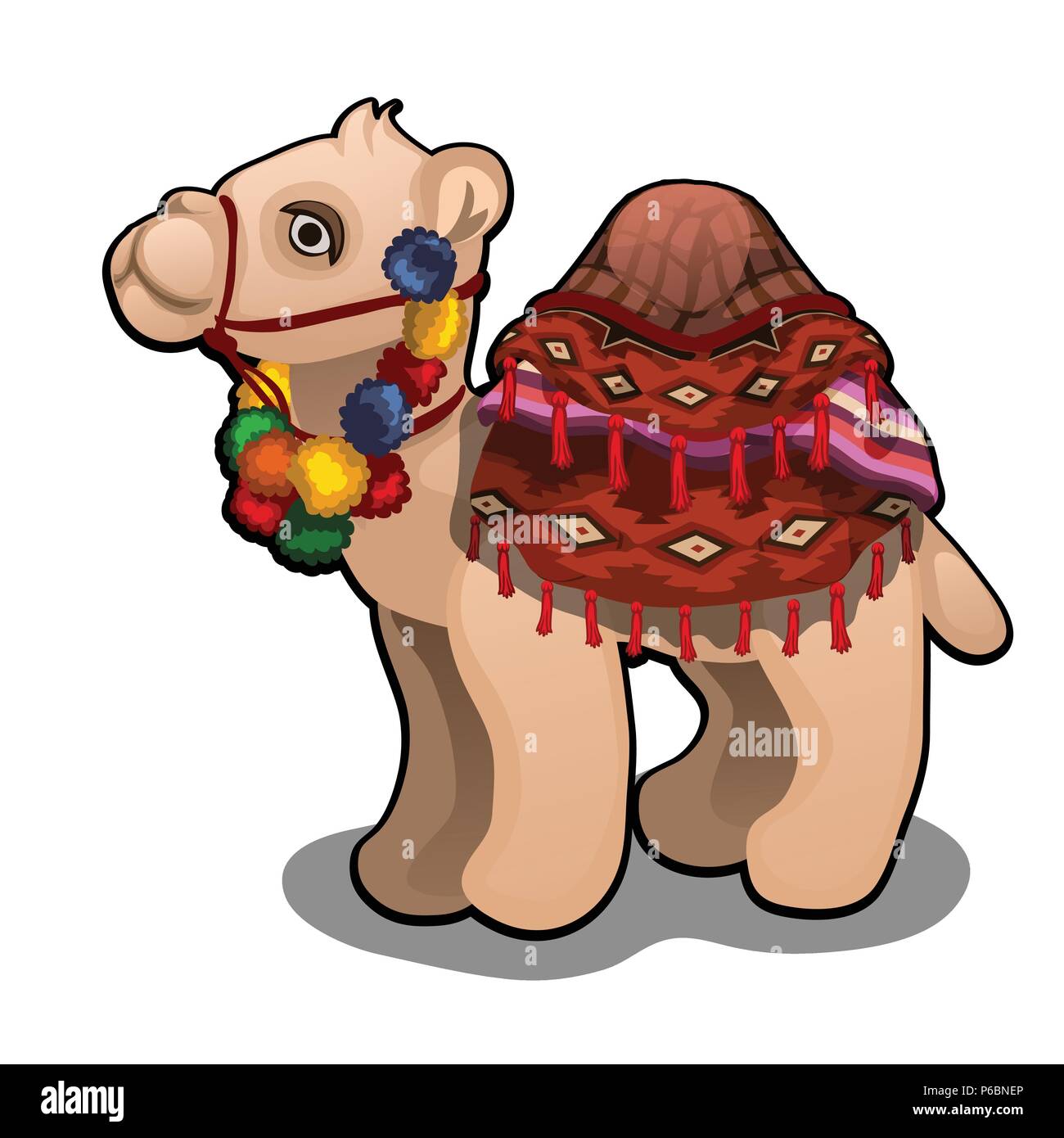 Cartoon camel isolated on a white background. Vector cartoon close-up ...