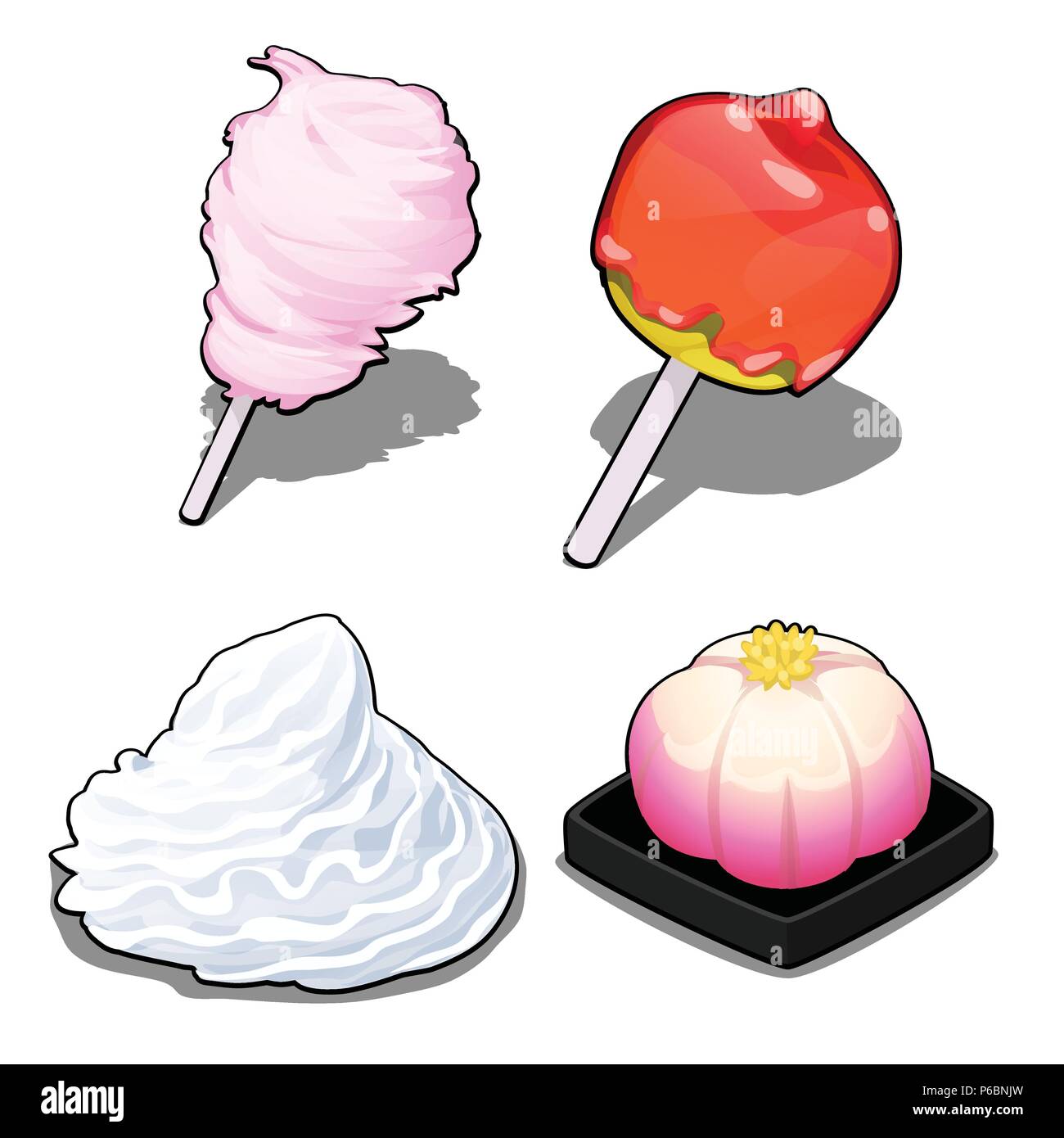 Sweet and pastry isolated on white background. Vector cartoon close-up ...