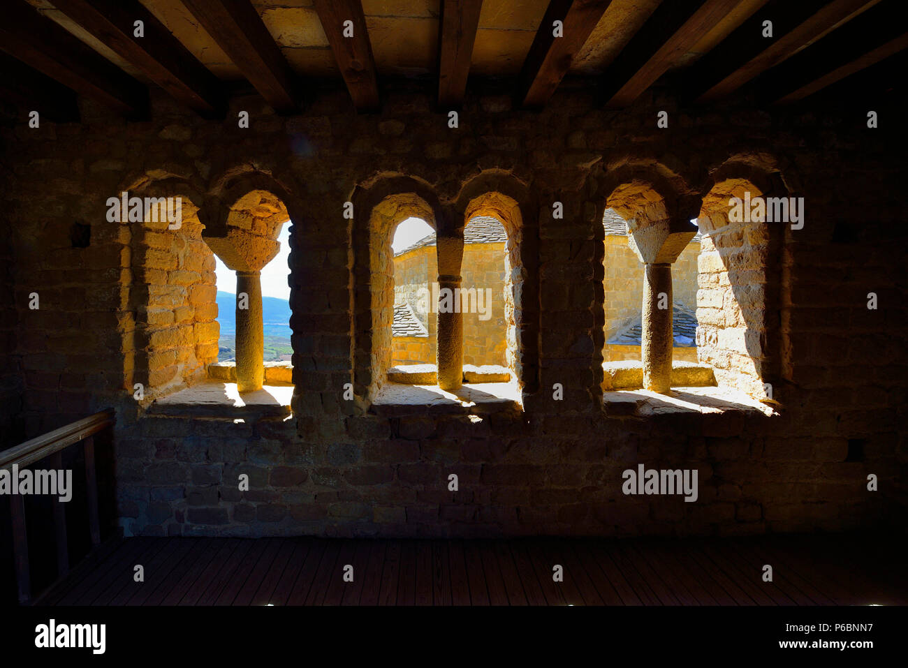 Spain medieval castle windows Loarre Aragon Stock Photo - Alamy
