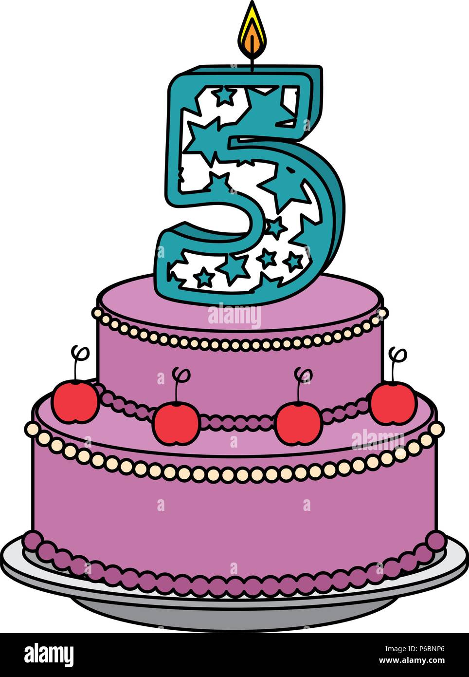 cute number five with sweet cake vector illustration design Stock ...