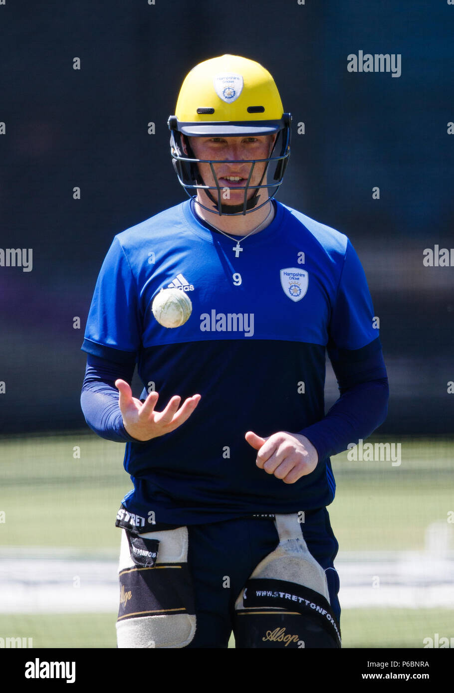 Hampshire's Tom Alsop during the nets session at Lord's, London Stock ...