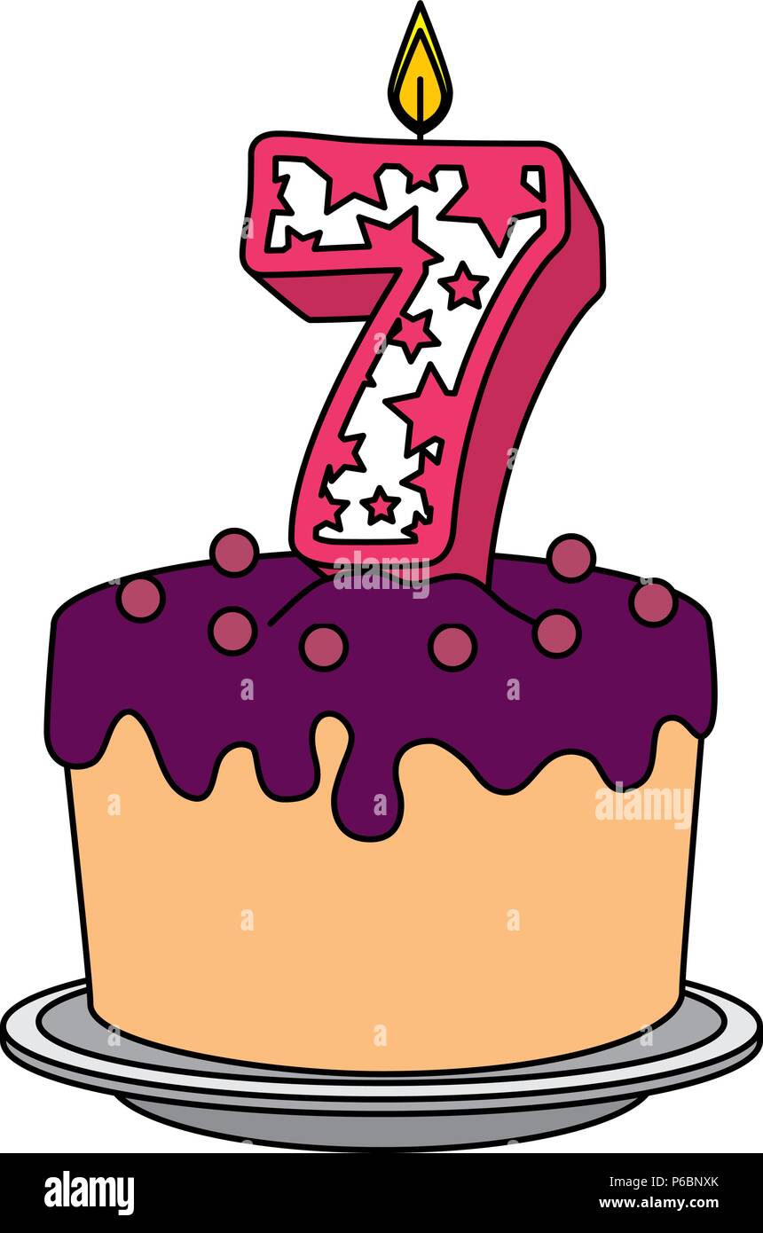 Number seven birthday cake candle Stock Vector Images - Alamy