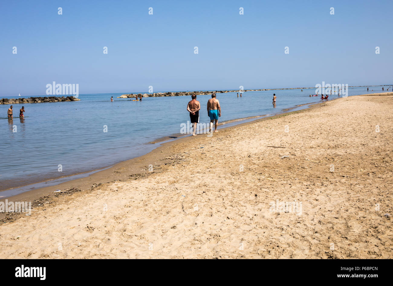 Roseto degli Abruzzi, Italy - June 21, 2017: Beach of Roseto degli ...