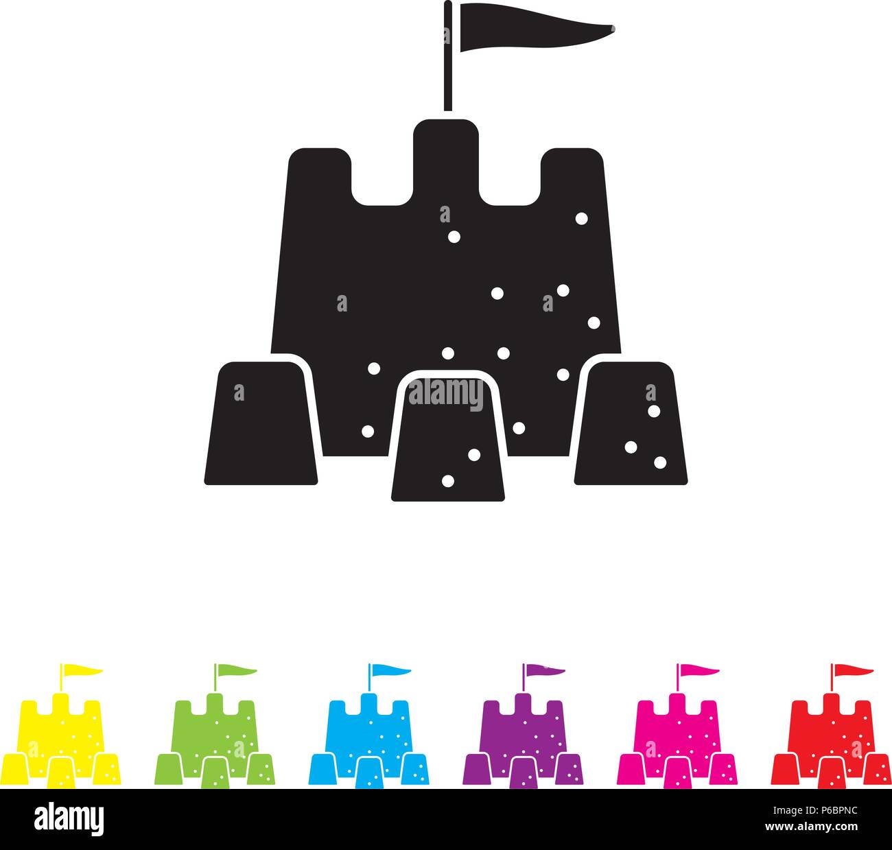 Sand castle vector icon. Summer holidays and beach fun symbol Stock ...