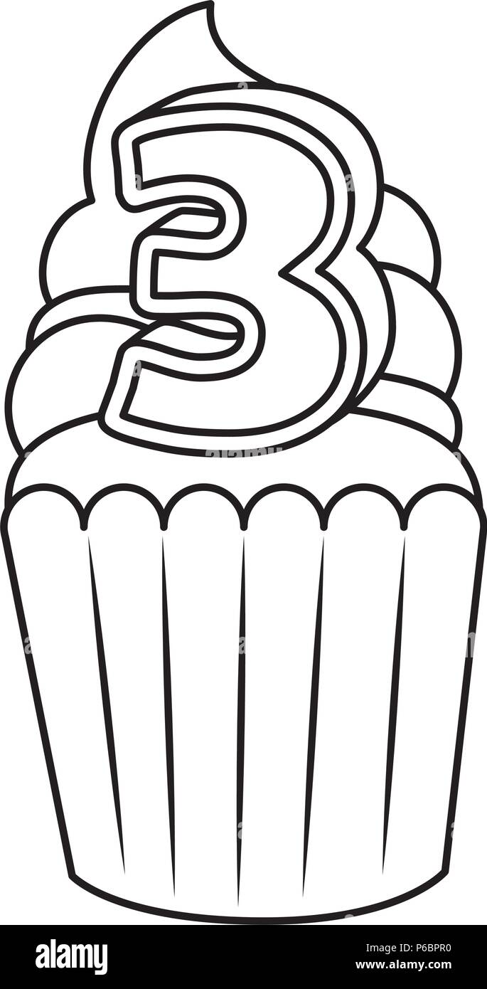 Cupcake With Candle Clipart Black And White
