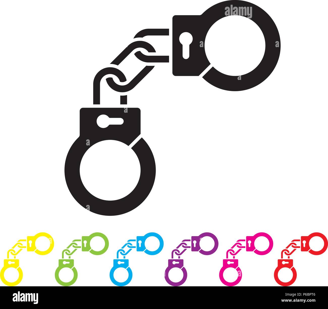 Handcuffs glyph icon vector. Law enforcement and criminal justice ...