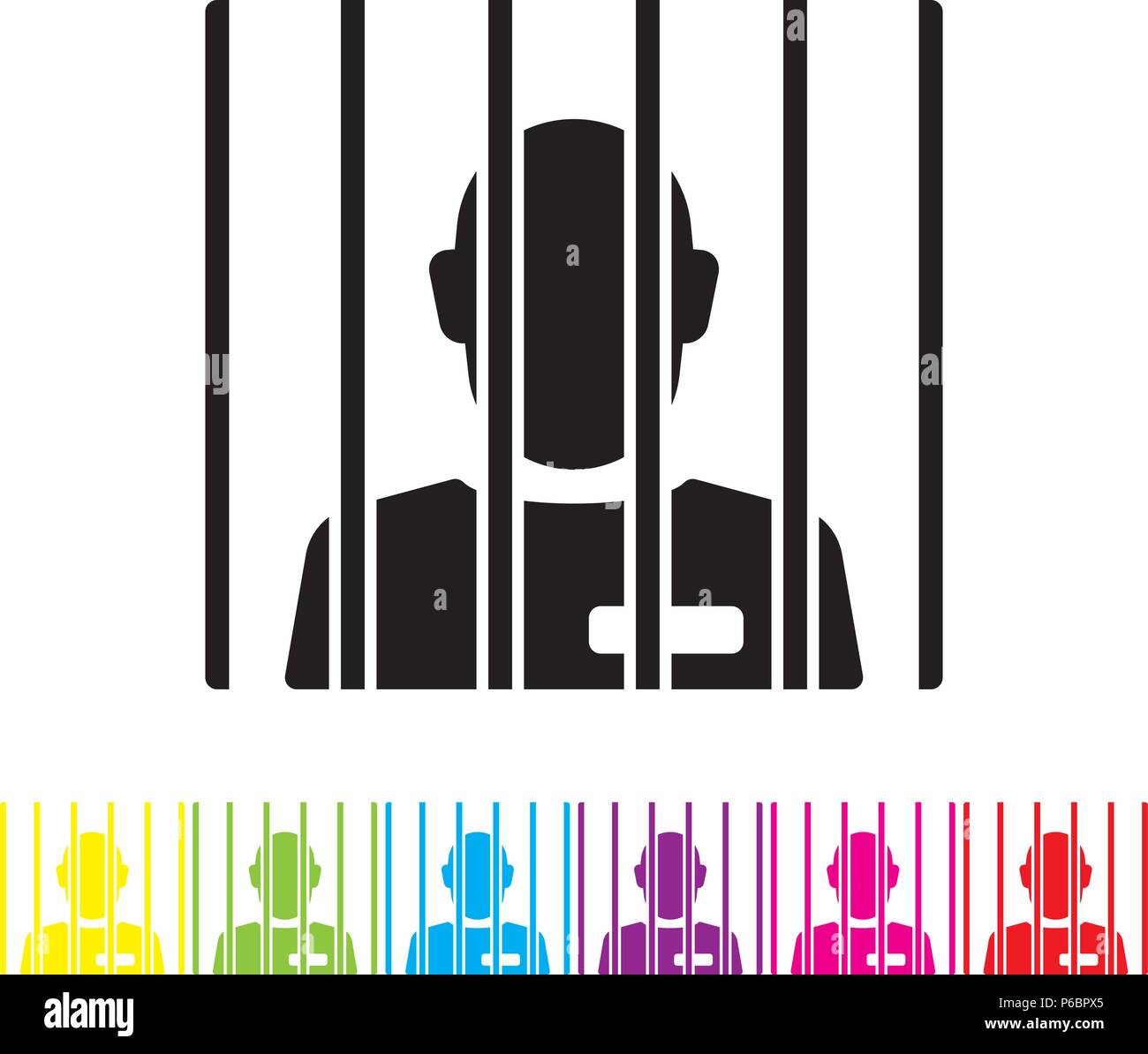 Prisoner glyph icon vector. Law enforcement and criminal justice symbol ...