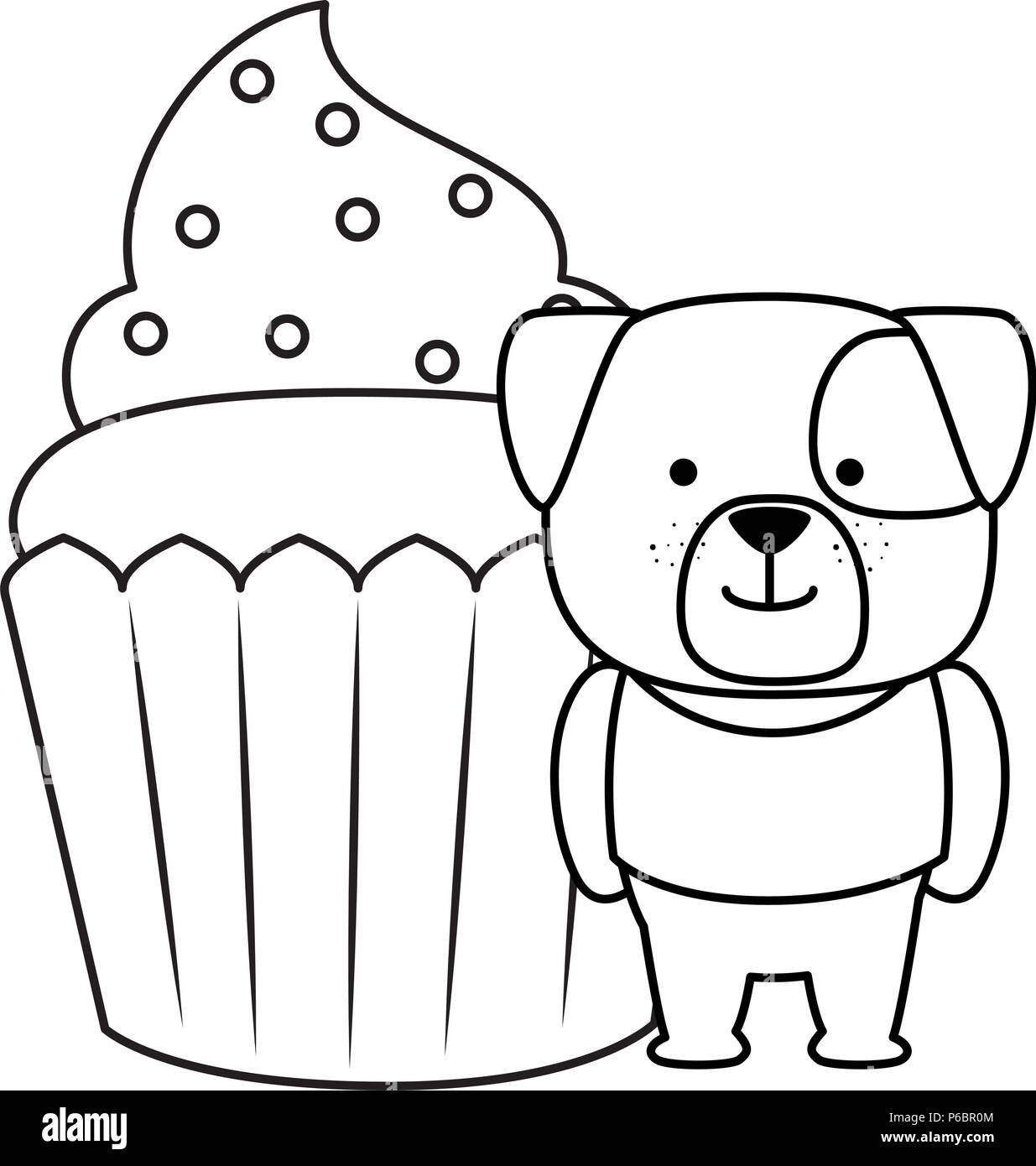 sweet cupcake with cute dog vector illustration design Stock Vector ...