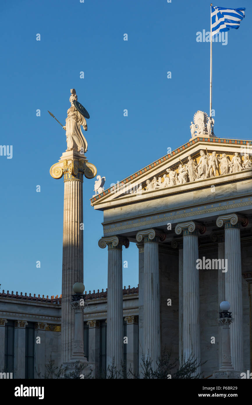 Athena statue in front of Academy of Athens, Attica, Greece Stock Photo ...