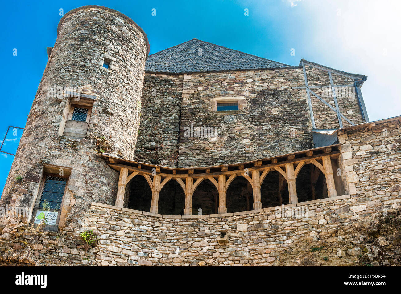 France, Aveyron, Najac, resoration of the Governor's house (labelled ...