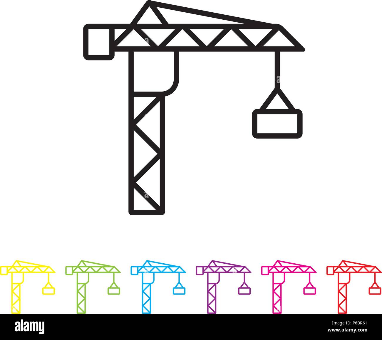Construction crane vector line icon. Construction industry symbol Stock ...