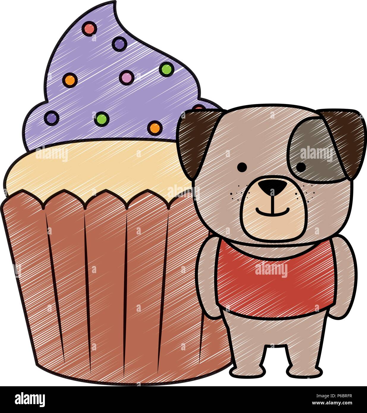 Birthday dog cupcake Stock Vector Images - Alamy