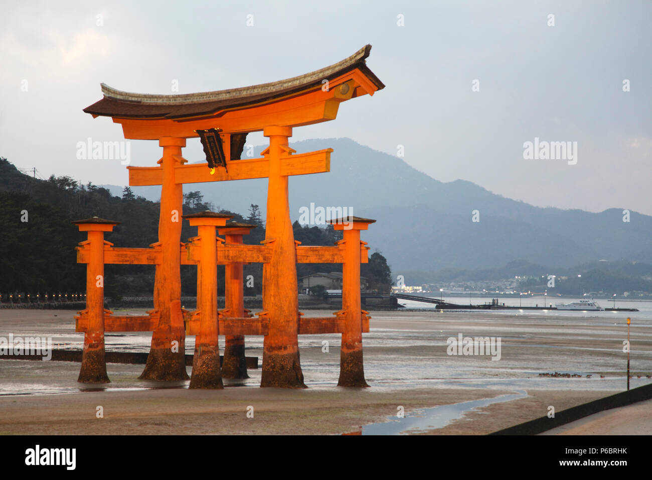 Japan, Miyajima, floating torii, shinto religious monument Stock Photo ...