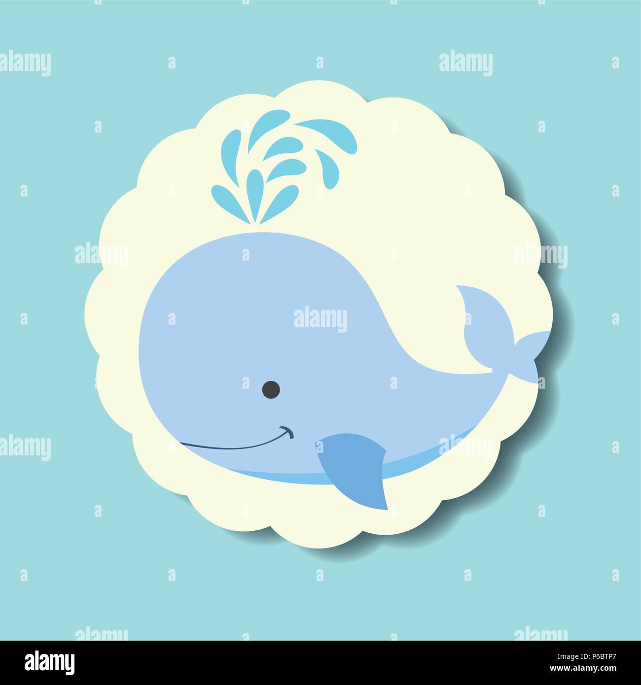 cute blue whale splash water label Stock Vector Image & Art - Alamy