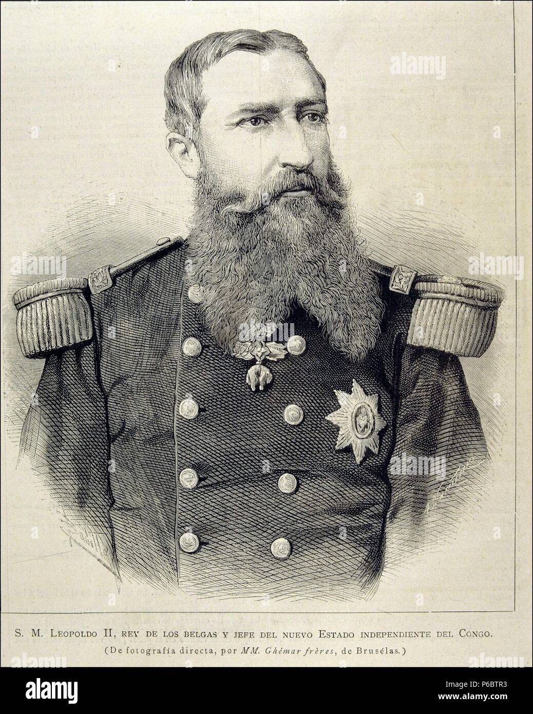 LEOPOLDO II. REY DE BELGICA. 1835 - 1909. GRABADO RETRATO. ILUSTRACION ...