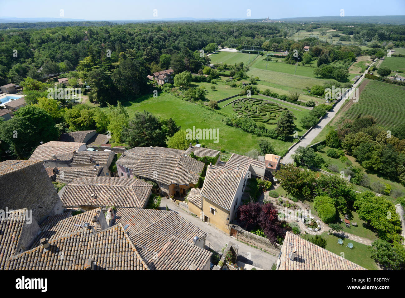 View over the Rooftops & Village of Grignan from the Château de Grignan ...